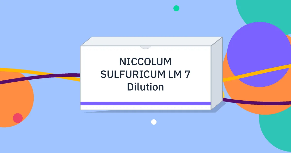 Symbolbild: Packung mit der Aufschrift NICCOLUM SULFURICUM LM 7 Dilution (PZN 12968586) – Verfügbarkeit und Bezug in Apotheken in Frankfurt am Main