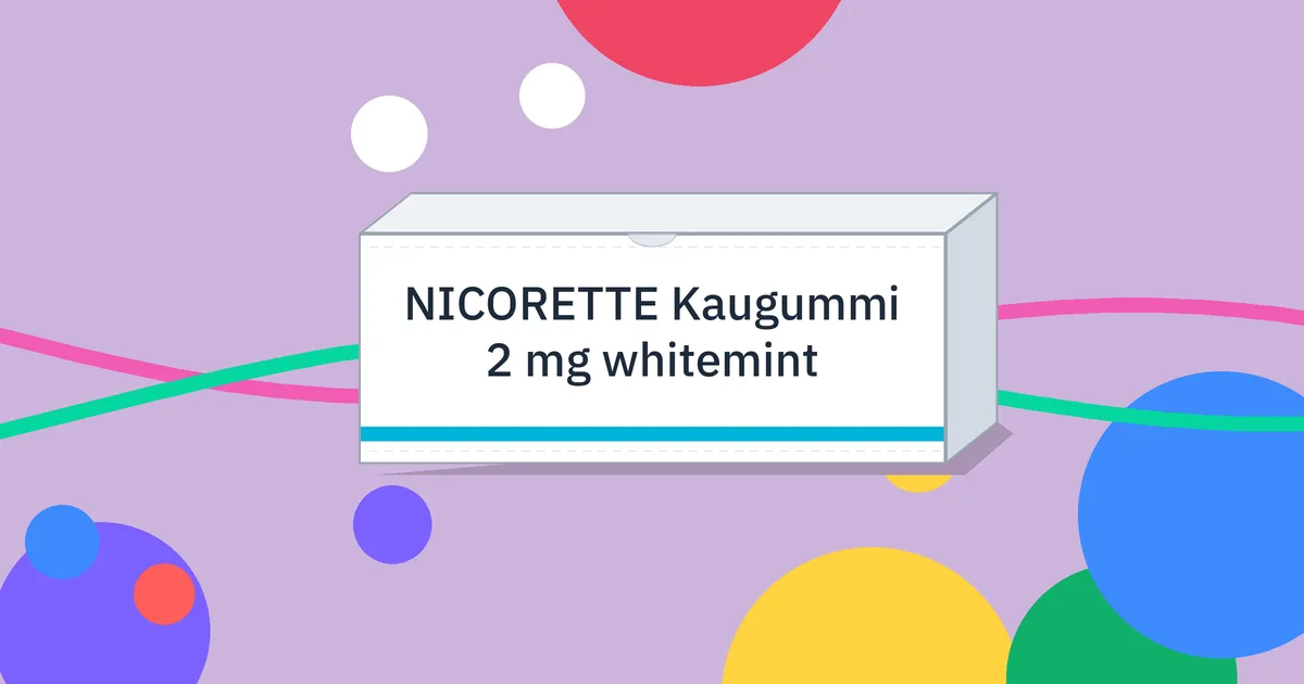 Symbolbild: Packung mit der Aufschrift NICORETTE Kaugummi 2 mg whitemint (PZN 07353606) – Verfügbarkeit und Bezug in Apotheken in Frankfurt am Main