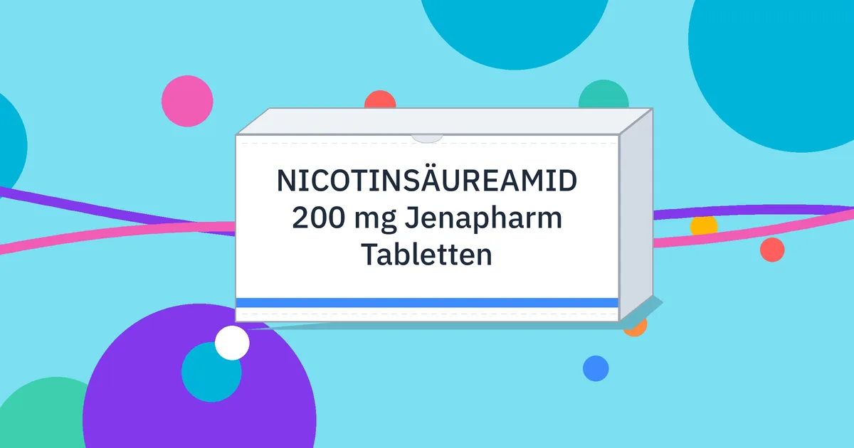 Symbolbild: Packung mit der Aufschrift NICOTINSÄUREAMID 200 mg Jenapharm Tabletten (PZN 04019137) – Verfügbarkeit und Bezug in Apotheken in Frankfurt am Main
