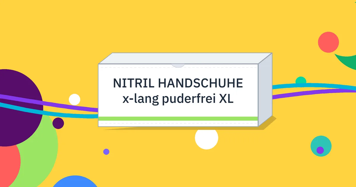 Symbolbild: Packung mit der Aufschrift NITRIL HANDSCHUHE x-lang puderfrei XL (PZN 04651013) – Verfügbarkeit und Bezug in Apotheken in Frankfurt am Main