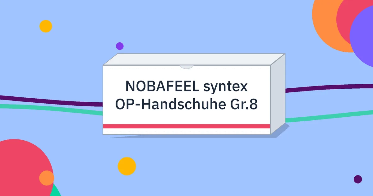 Symbolbild: Packung mit der Aufschrift NOBAFEEL syntex OP-Handschuhe Gr.8 (PZN 09432126) – Verfügbarkeit und Bezug in Apotheken in Frankfurt am Main