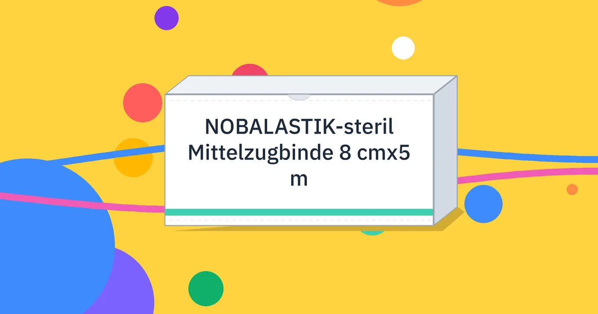 Symbolbild: Packung mit der Aufschrift NOBALASTIK-steril Mittelzugbinde 8 cmx5 m (PZN 07127726) – Verfügbarkeit und Bezug in Apotheken in Frankfurt am Main