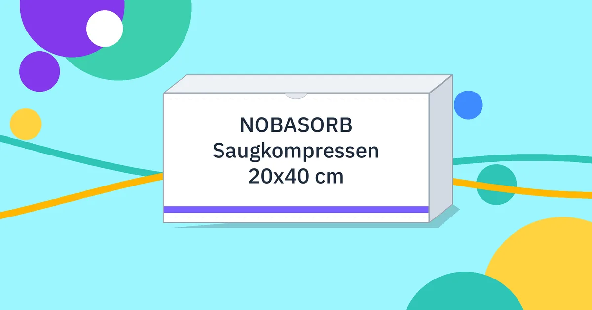 Symbolbild: Packung mit der Aufschrift NOBASORB Saugkompressen 20x40 cm (PZN 12500699) – Verfügbarkeit und Bezug in Apotheken in Frankfurt am Main