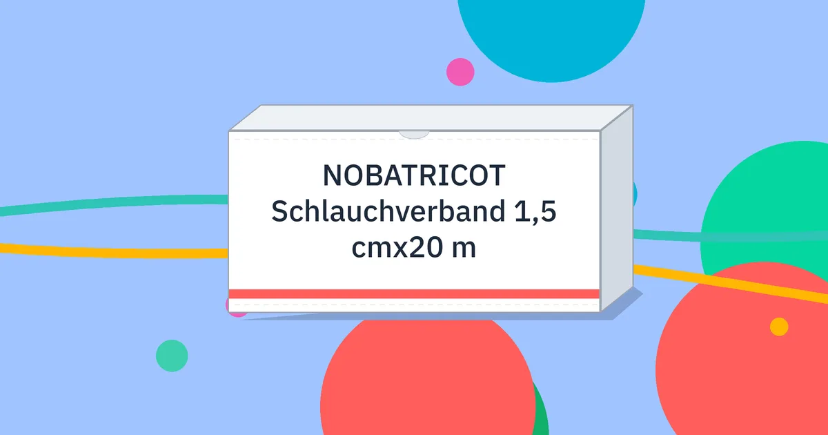 Symbolbild: Packung mit der Aufschrift NOBATRICOT Schlauchverband 1,5 cmx20 m (PZN 07093884) – Verfügbarkeit und Bezug in Apotheken in Frankfurt am Main