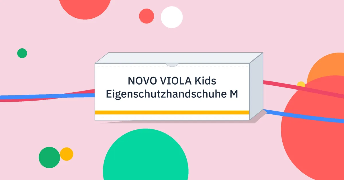 Symbolbild: Packung mit der Aufschrift NOVO VIOLA Kids Eigenschutzhandschuhe M (PZN 19536275) – Verfügbarkeit und Bezug in Apotheken in Frankfurt am Main