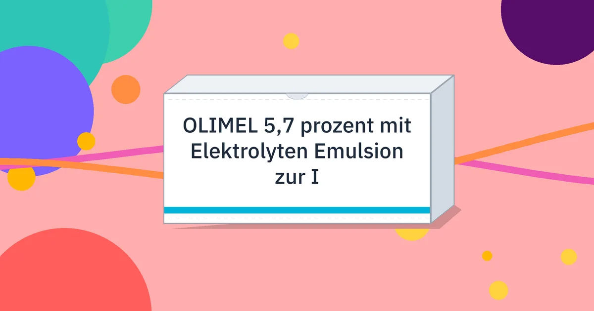 Symbolbild: Packung mit der Aufschrift OLIMEL 5,7 prozent mit Elektrolyten Emulsion zur I (PZN 18410750) – Verfügbarkeit und Bezug in Apotheken in Frankfurt am Main