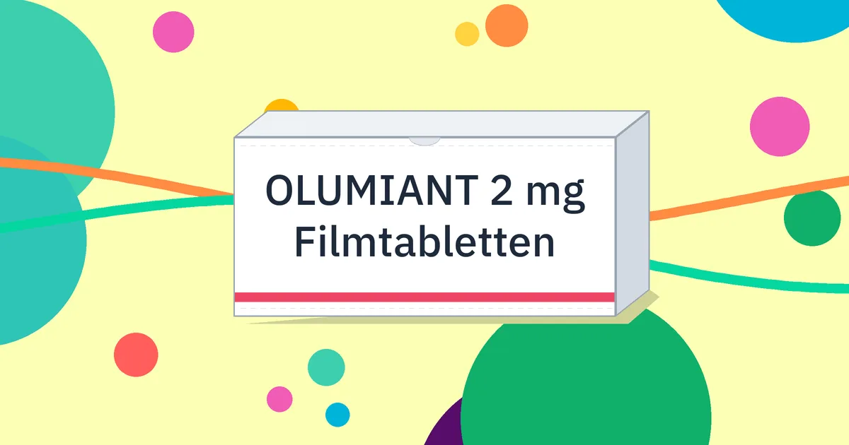 Symbolbild: Packung mit der Aufschrift OLUMIANT 2 mg Filmtabletten (PZN 14327609) – Verfügbarkeit und Bezug in Apotheken in Frankfurt am Main