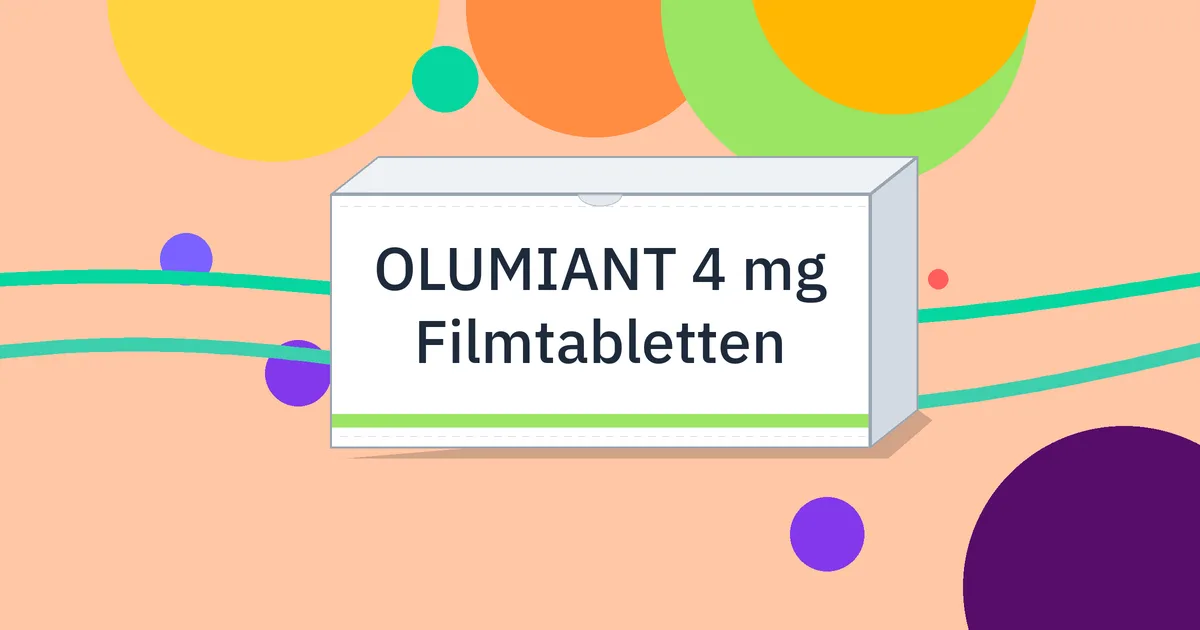 Symbolbild: Packung mit der Aufschrift OLUMIANT 4 mg Filmtabletten (PZN 14033948) – Verfügbarkeit und Bezug in Apotheken in Frankfurt am Main