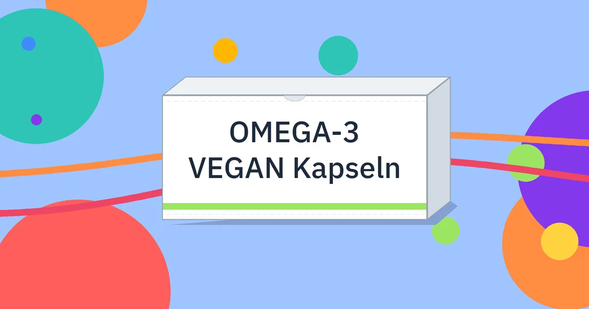 Symbolbild: Packung mit der Aufschrift OMEGA-3 VEGAN Kapseln (PZN 18771324) – Verfügbarkeit und Bezug in Apotheken in Frankfurt am Main