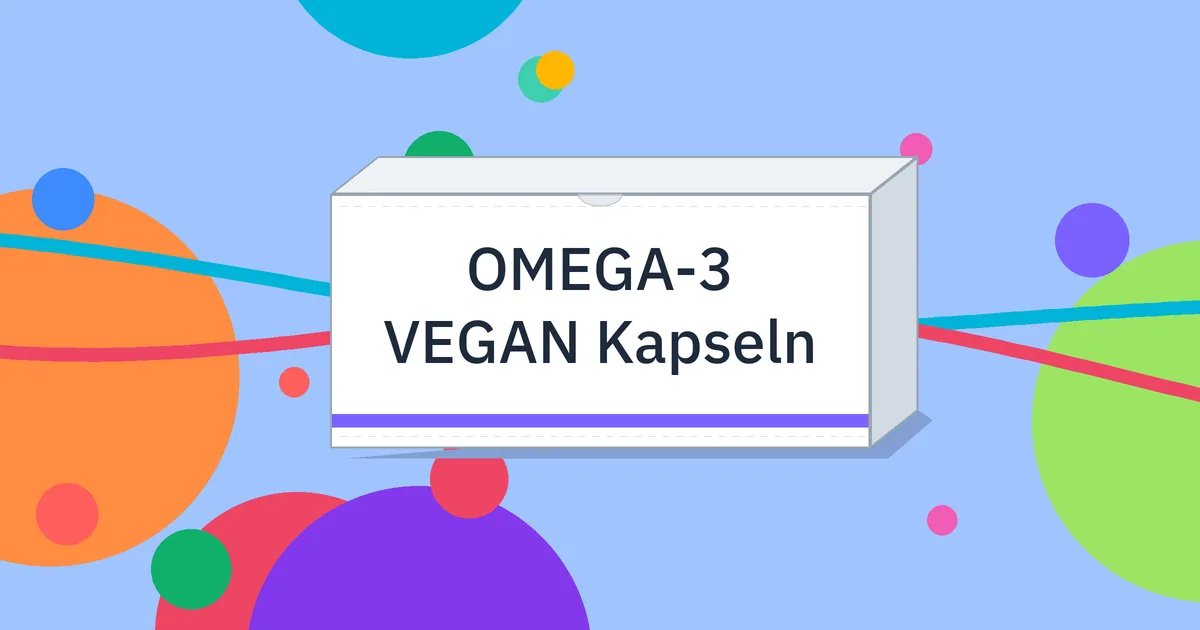 Symbolbild: Packung mit der Aufschrift OMEGA-3 VEGAN Kapseln (PZN 12541675) – Verfügbarkeit und Bezug in Apotheken in Frankfurt am Main