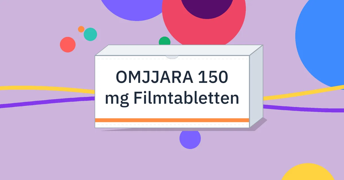 Symbolbild: Packung mit der Aufschrift OMJJARA 150 mg Filmtabletten (PZN 20590498) – Verfügbarkeit und Bezug in Apotheken in Frankfurt am Main