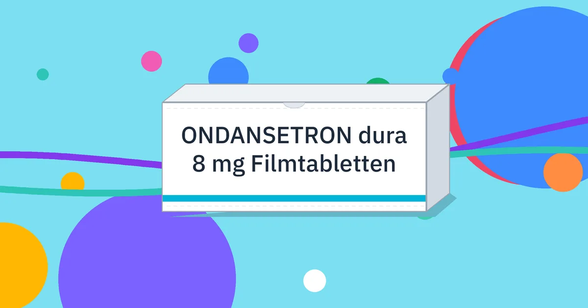 Symbolbild: Packung mit der Aufschrift ONDANSETRON dura 8 mg Filmtabletten (PZN 12637487) – Verfügbarkeit und Bezug in Apotheken in Frankfurt am Main