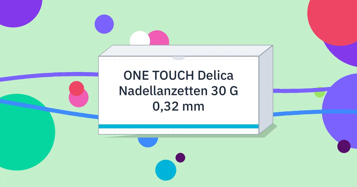 Symbolbild: Packung mit der Aufschrift ONE TOUCH Delica Nadellanzetten 30 G 0,32 mm (PZN 12469541) – Verfügbarkeit und Bezug in Apotheken in Frankfurt am Main