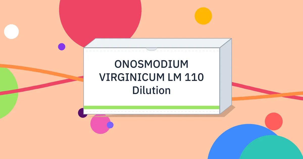 Symbolbild: Packung mit der Aufschrift ONOSMODIUM VIRGINICUM LM 110 Dilution (PZN 13626942) – Verfügbarkeit und Bezug in Apotheken in Frankfurt am Main