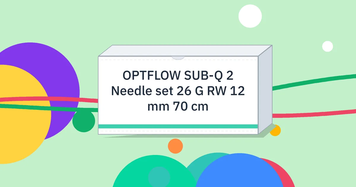 Symbolbild: Packung mit der Aufschrift OPTFLOW SUB-Q 2 Needle set 26 G RW 12 mm 70 cm (PZN 16528849) – Verfügbarkeit und Bezug in Apotheken in Frankfurt am Main
