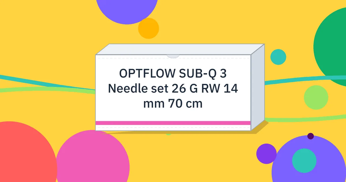 Symbolbild: Packung mit der Aufschrift OPTFLOW SUB-Q 3 Needle set 26 G RW 14 mm 70 cm (PZN 16871487) – Verfügbarkeit und Bezug in Apotheken in Frankfurt am Main