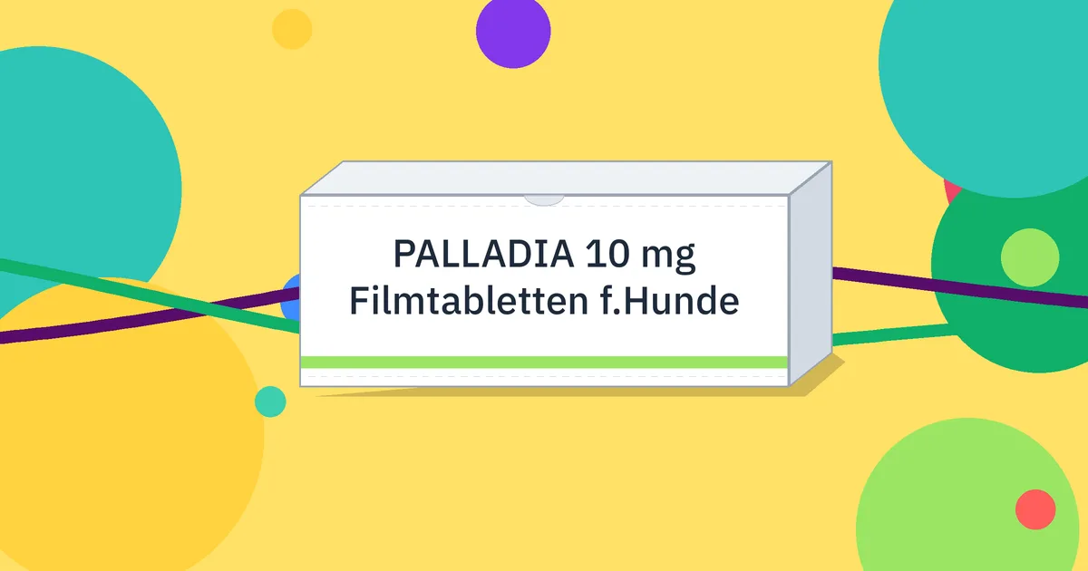 Symbolbild: Packung mit der Aufschrift PALLADIA 10 mg Filmtabletten f.Hunde (PZN 11283449) – Verfügbarkeit und Bezug in Apotheken in Frankfurt am Main