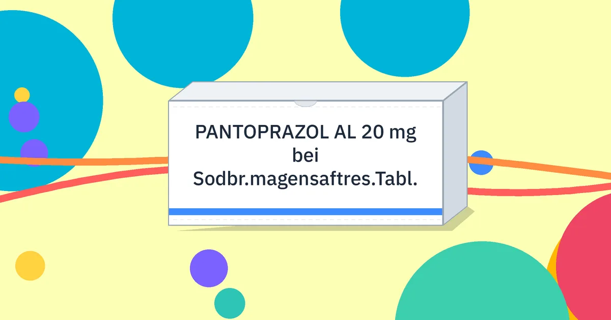 Symbolbild: Packung mit der Aufschrift PANTOPRAZOL AL 20 mg bei Sodbr.magensaftres.Tabl. (PZN 05883671) – Verfügbarkeit und Bezug in Apotheken in Frankfurt am Main