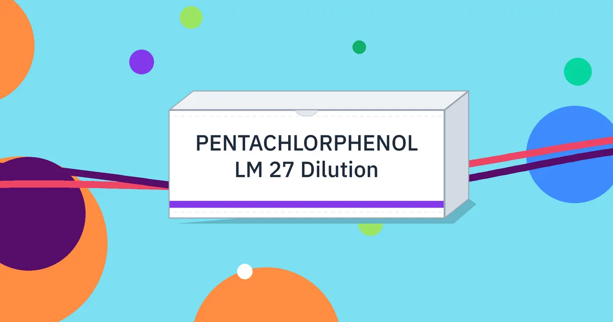 Symbolbild: Packung mit der Aufschrift PENTACHLORPHENOL LM 27 Dilution (PZN 13634350) – Verfügbarkeit und Bezug in Apotheken in Frankfurt am Main