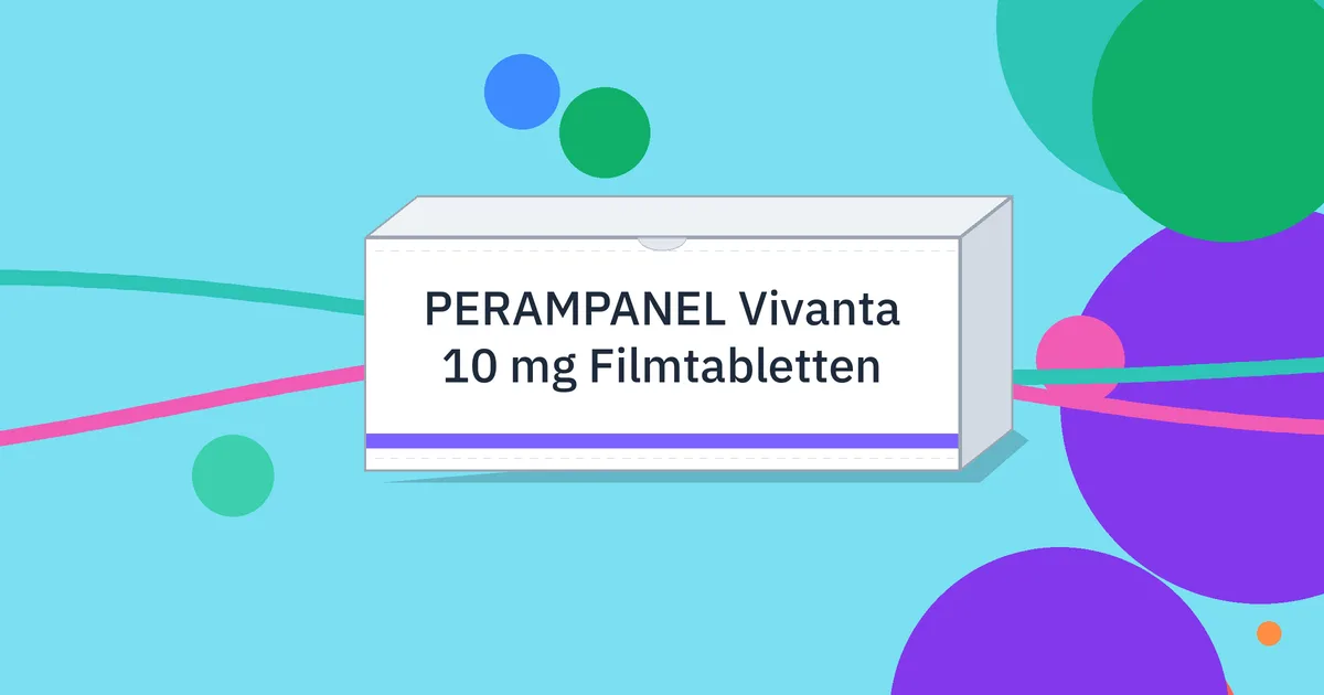 Symbolbild: Packung mit der Aufschrift PERAMPANEL Vivanta 10 mg Filmtabletten (PZN 20600529) – Verfügbarkeit und Bezug in Apotheken in Frankfurt am Main