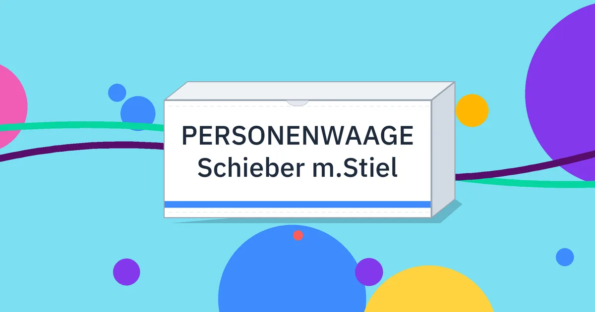 Symbolbild: Packung mit der Aufschrift PERSONENWAAGE Schieber m.Stiel (PZN 02009637) – Verfügbarkeit und Bezug in Apotheken in Frankfurt am Main