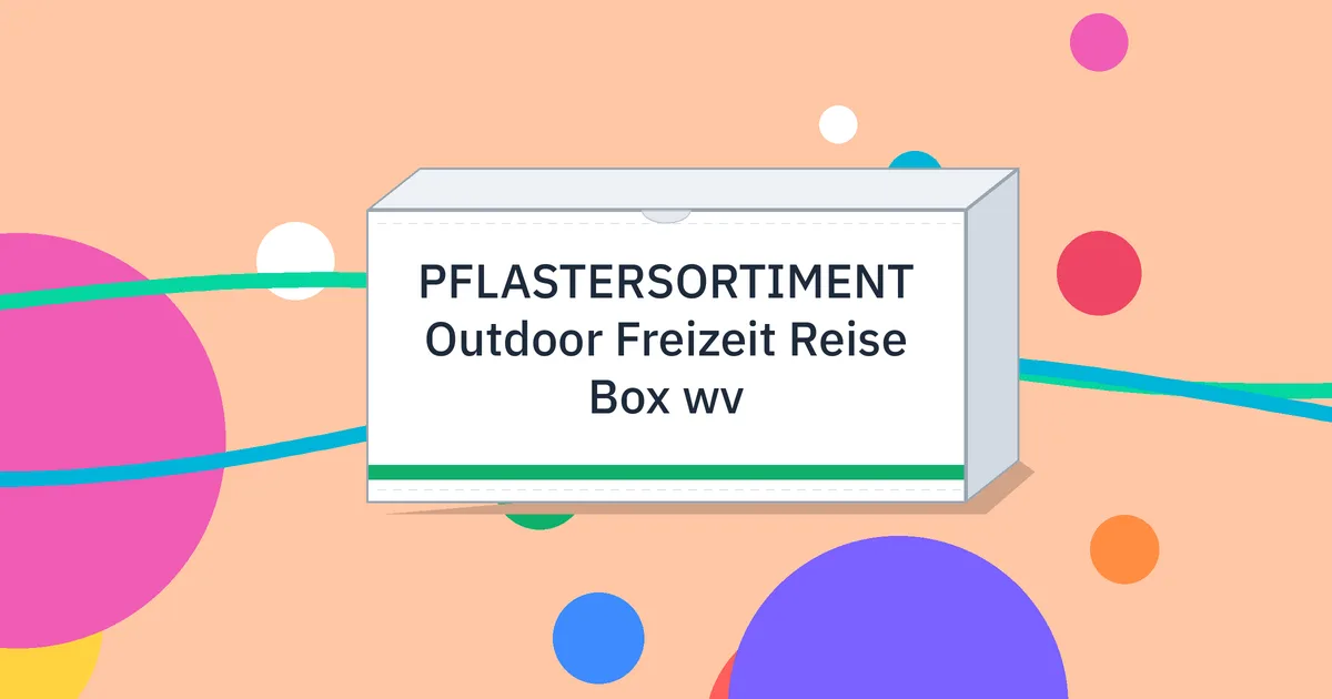 Symbolbild: Packung mit der Aufschrift PFLASTERSORTIMENT Outdoor Freizeit Reise Box wv (PZN 16879885) – Verfügbarkeit und Bezug in Apotheken in Frankfurt am Main