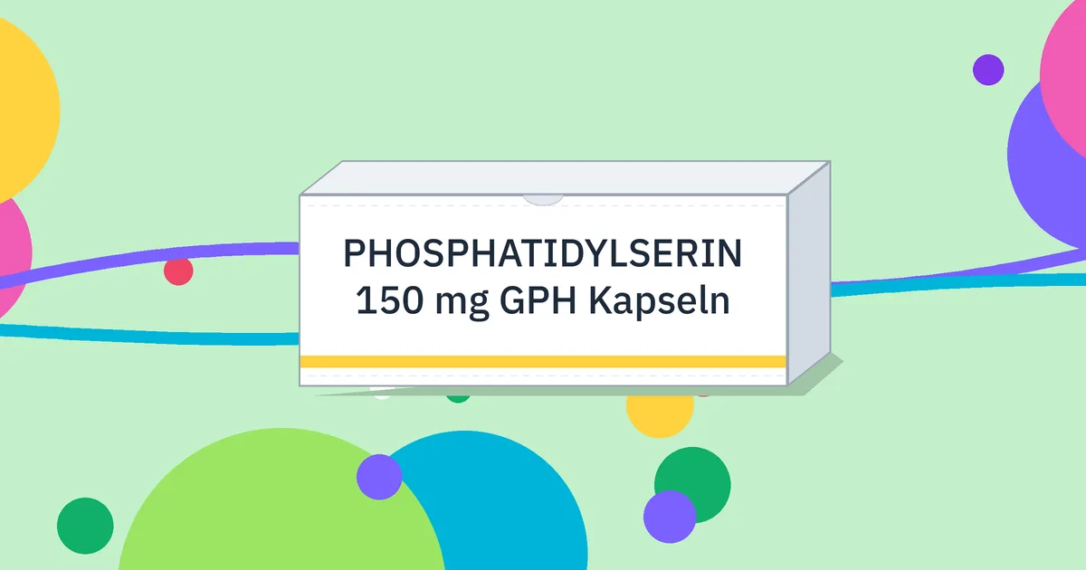 Symbolbild: Packung mit der Aufschrift PHOSPHATIDYLSERIN 150 mg GPH Kapseln (PZN 09323437) – Verfügbarkeit und Bezug in Apotheken in Frankfurt am Main