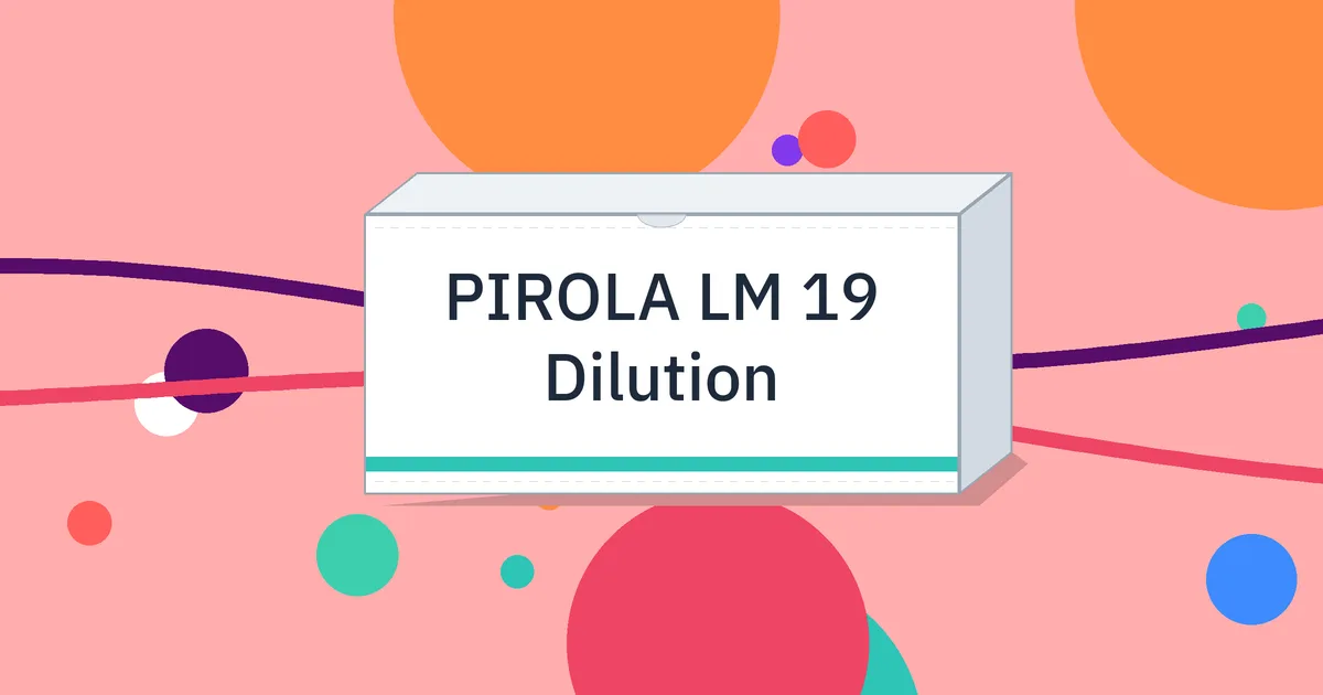 Symbolbild: Packung mit der Aufschrift PIROLA LM 19 Dilution (PZN 13645388) – Verfügbarkeit und Bezug in Apotheken in Frankfurt am Main