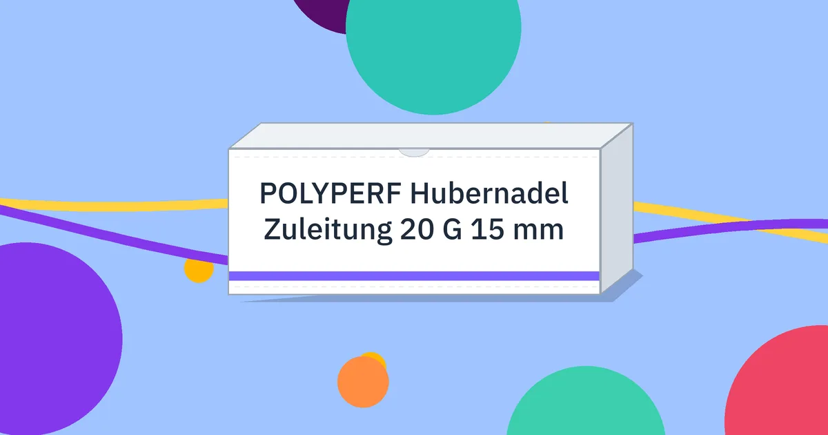 Symbolbild: Packung mit der Aufschrift POLYPERF Hubernadel Zuleitung 20 G 15 mm (PZN 14322279) – Verfügbarkeit und Bezug in Apotheken in Frankfurt am Main