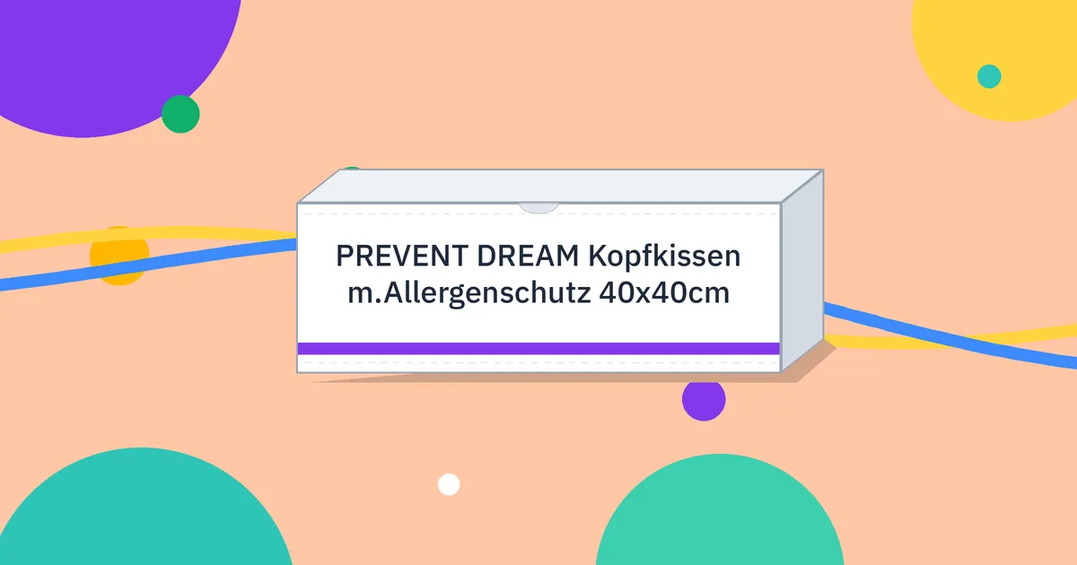 Symbolbild: Packung mit der Aufschrift PREVENT DREAM Kopfkissen m.Allergenschutz 40x40cm (PZN 13423682) – Verfügbarkeit und Bezug in Apotheken in Frankfurt am Main