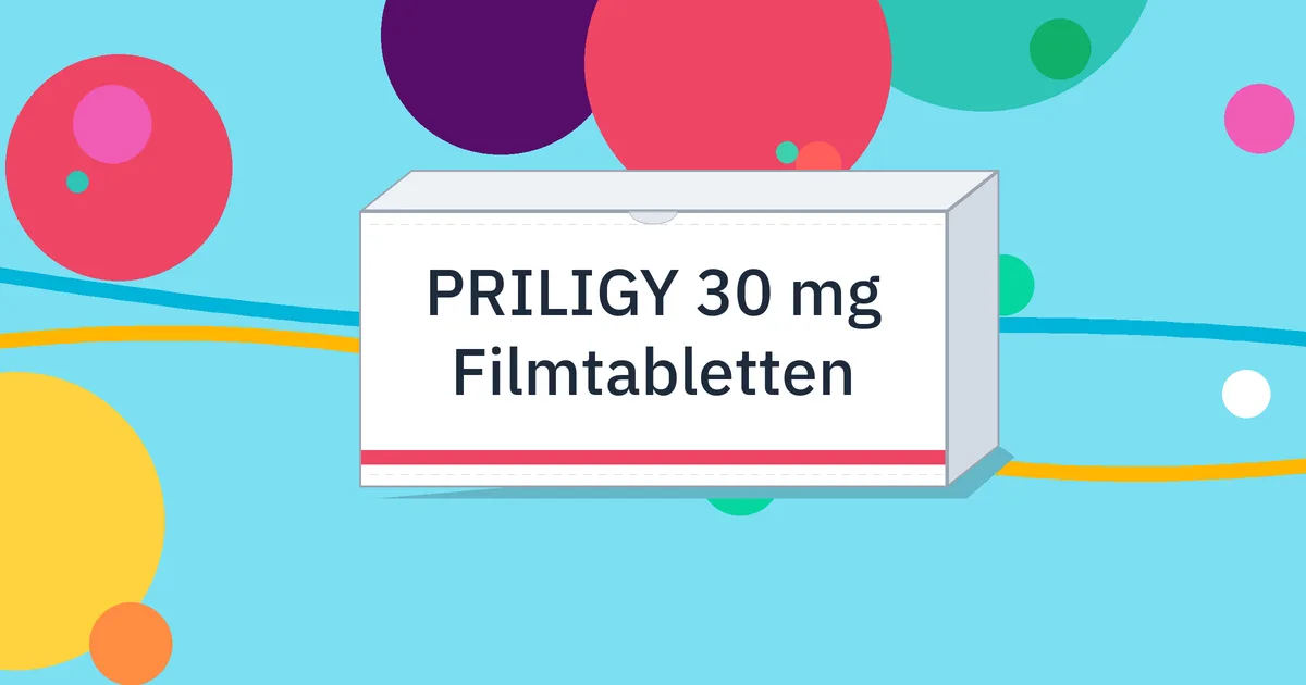 Symbolbild: Packung mit der Aufschrift PRILIGY 30 mg Filmtabletten (PZN 02154919) – Verfügbarkeit und Bezug in Apotheken in Frankfurt am Main