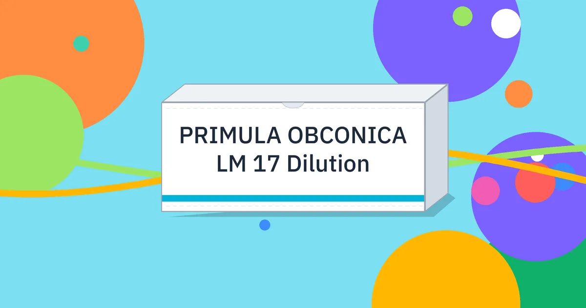 Symbolbild: Packung mit der Aufschrift PRIMULA OBCONICA LM 17 Dilution (PZN 13667088) – Verfügbarkeit und Bezug in Apotheken in Frankfurt am Main