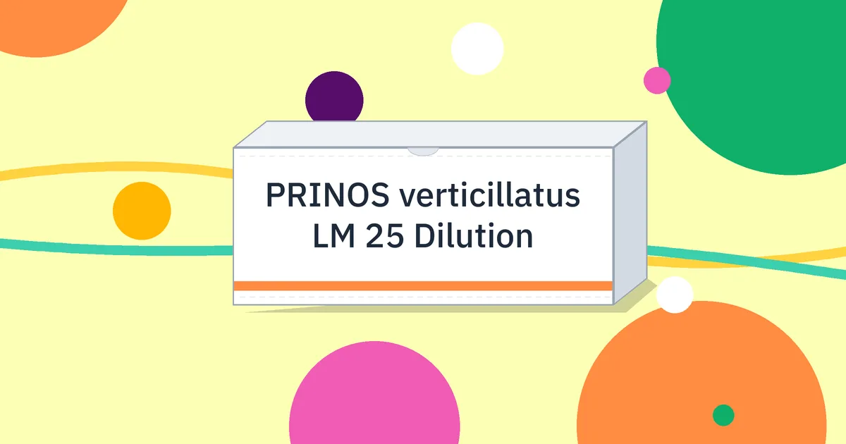 Symbolbild: Packung mit der Aufschrift PRINOS verticillatus LM 25 Dilution (PZN 13668142) – Verfügbarkeit und Bezug in Apotheken in Frankfurt am Main