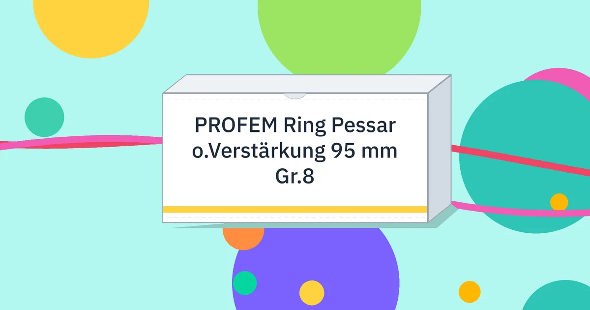 Symbolbild: Packung mit der Aufschrift PROFEM Ring Pessar o.Verstärkung 95 mm Gr.8 (PZN 11672375) – Verfügbarkeit und Bezug in Apotheken in Frankfurt am Main
