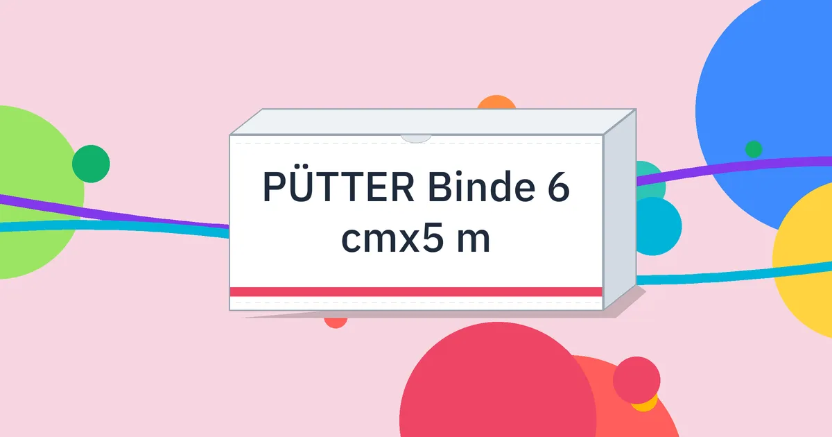 Symbolbild: Packung mit der Aufschrift PÜTTER Binde 6 cmx5 m (PZN 19786109) – Verfügbarkeit und Bezug in Apotheken in Frankfurt am Main