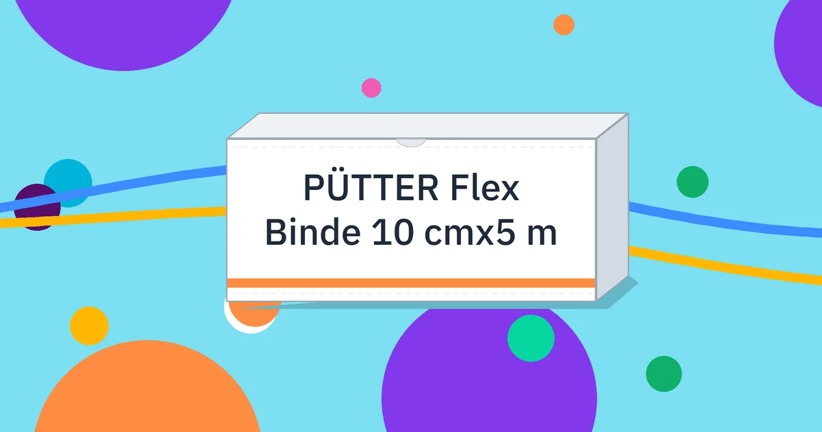 Symbolbild: Packung mit der Aufschrift PÜTTER Flex Binde 10 cmx5 m (PZN 17452746) – Verfügbarkeit und Bezug in Apotheken in Frankfurt am Main