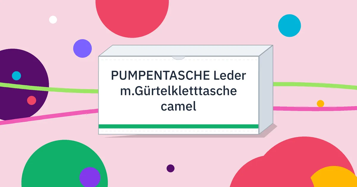 Symbolbild: Packung mit der Aufschrift PUMPENTASCHE Leder m.Gürtelkletttasche camel (PZN 03105780) – Verfügbarkeit und Bezug in Apotheken in Frankfurt am Main