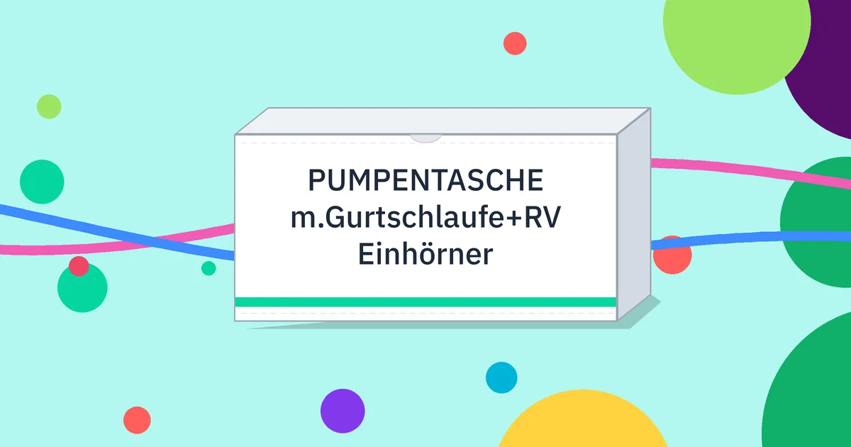 Symbolbild: Packung mit der Aufschrift PUMPENTASCHE m.Gurtschlaufe+RV Einhörner (PZN 13915511) – Verfügbarkeit und Bezug in Apotheken in Frankfurt am Main