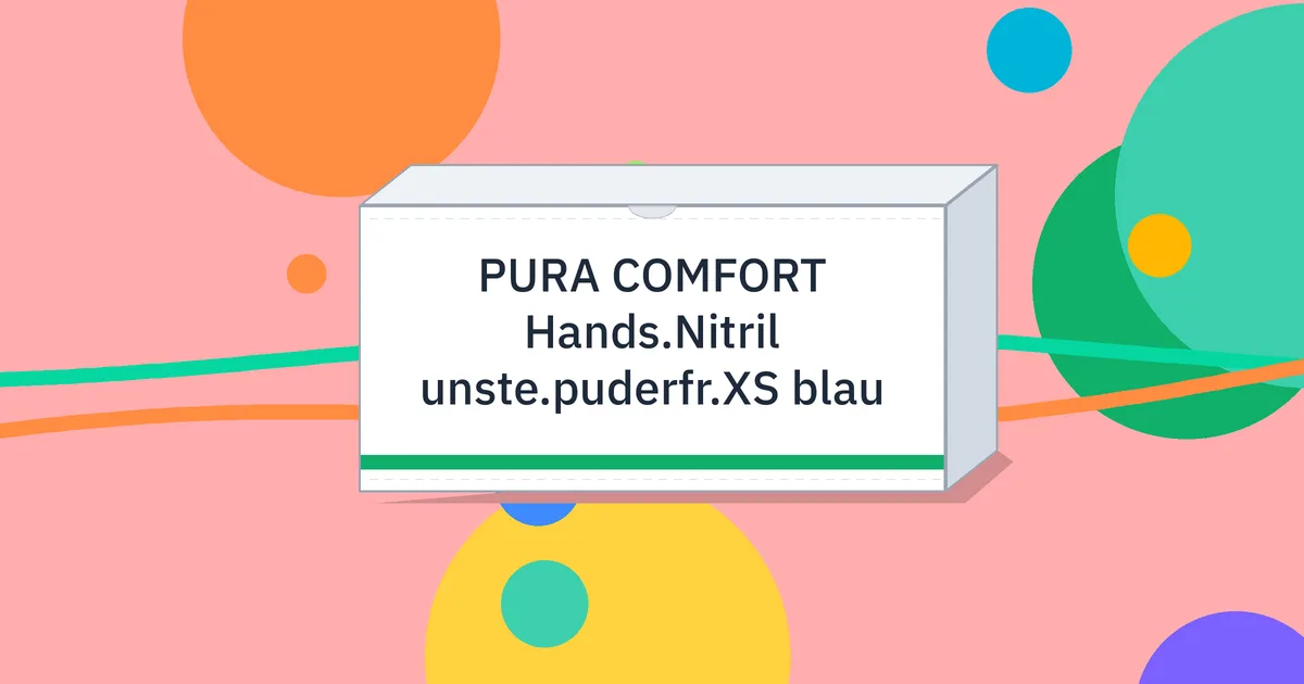 Symbolbild: Packung mit der Aufschrift PURA COMFORT Hands.Nitril unste.puderfr.XS blau (PZN 16838969) – Verfügbarkeit und Bezug in Apotheken in Frankfurt am Main