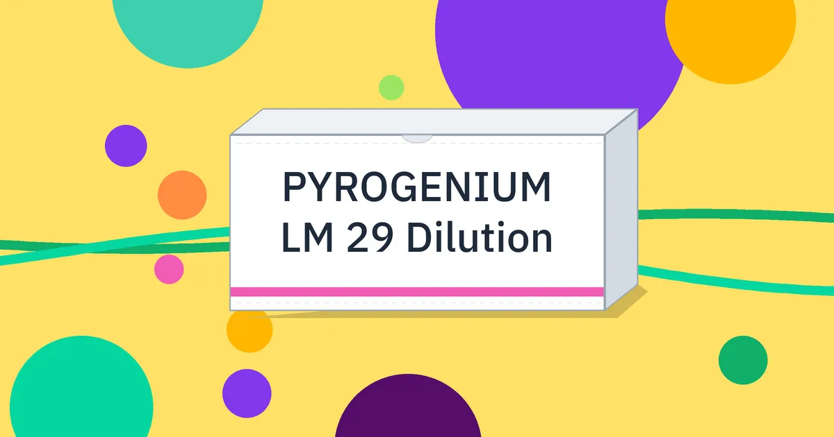 Symbolbild: Packung mit der Aufschrift PYROGENIUM LM 29 Dilution (PZN 13045205) – Verfügbarkeit und Bezug in Apotheken in Frankfurt am Main