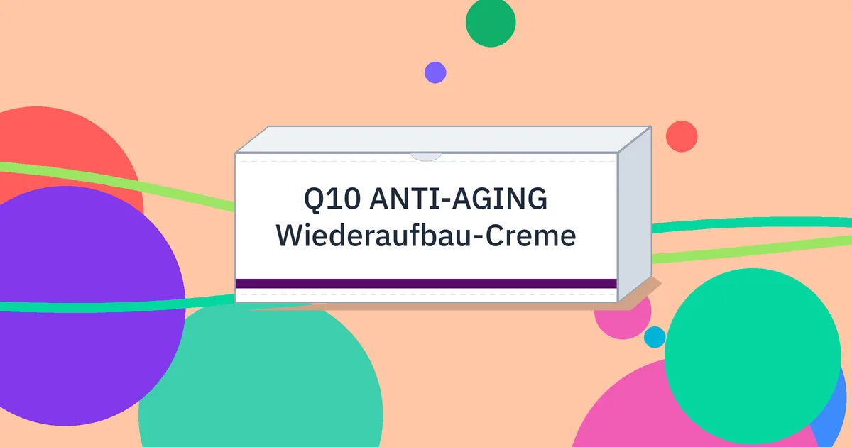 Symbolbild: Packung mit der Aufschrift Q10 ANTI-AGING Wiederaufbau-Creme (PZN 12650594) – Verfügbarkeit und Bezug in Apotheken in Frankfurt am Main