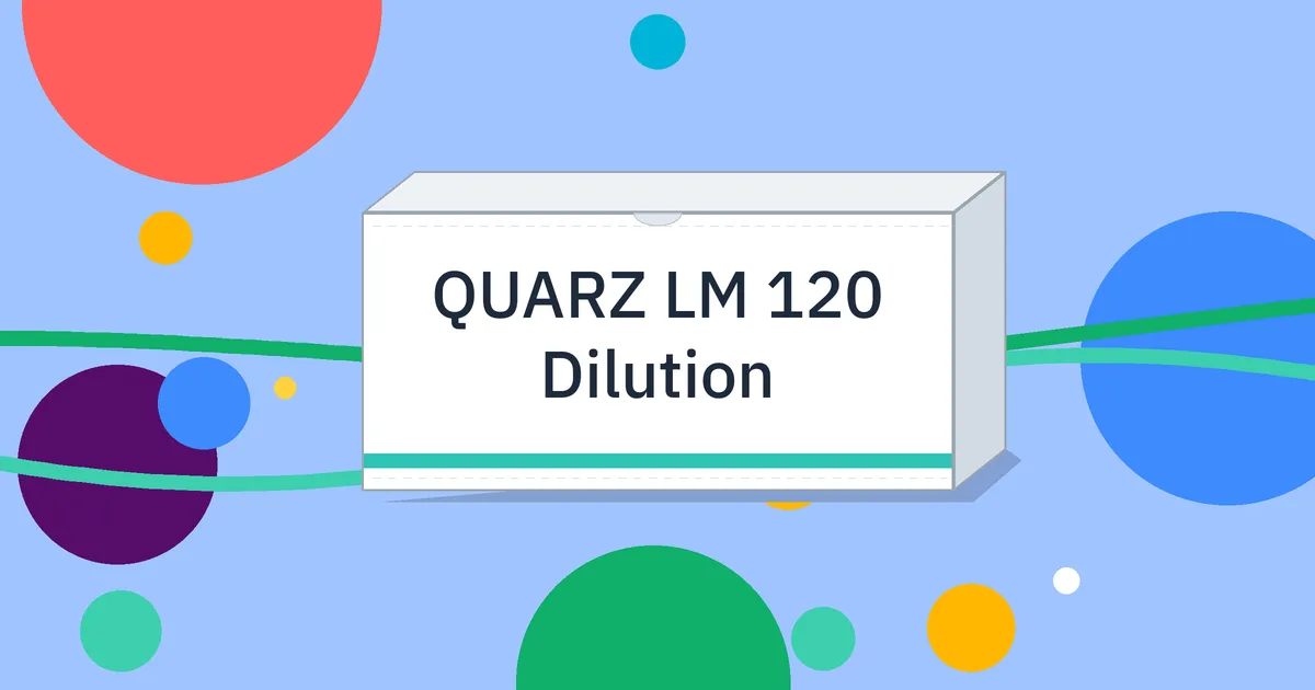 Symbolbild: Packung mit der Aufschrift QUARZ LM 120 Dilution (PZN 13045748) – Verfügbarkeit und Bezug in Apotheken in Frankfurt am Main