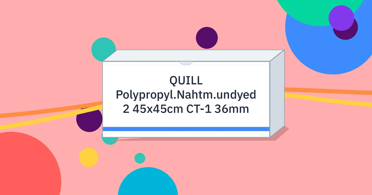 Symbolbild: Packung mit der Aufschrift QUILL Polypropyl.Nahtm.undyed 2 45x45cm CT-1 36mm (PZN 17989044) – Verfügbarkeit und Bezug in Apotheken in Frankfurt am Main