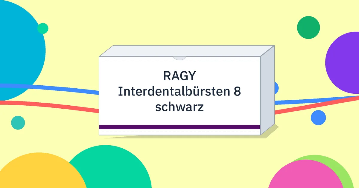 Symbolbild: Packung mit der Aufschrift RAGY Interdentalbürsten 8 schwarz (PZN 07497044) – Verfügbarkeit und Bezug in Apotheken in Frankfurt am Main