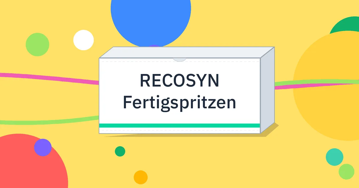 Symbolbild: Packung mit der Aufschrift RECOSYN Fertigspritzen (PZN 20776866) – Verfügbarkeit und Bezug in Apotheken in Frankfurt am Main