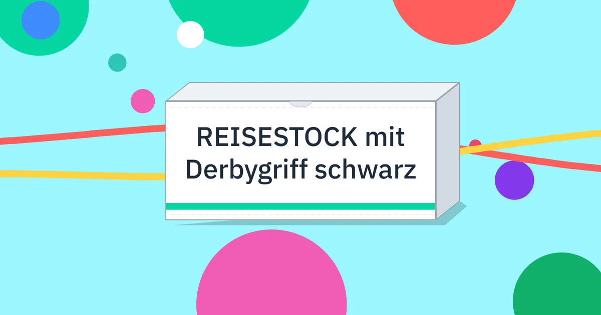 Symbolbild: Packung mit der Aufschrift REISESTOCK mit Derbygriff schwarz (PZN 10754622) – Verfügbarkeit und Bezug in Apotheken in Frankfurt am Main