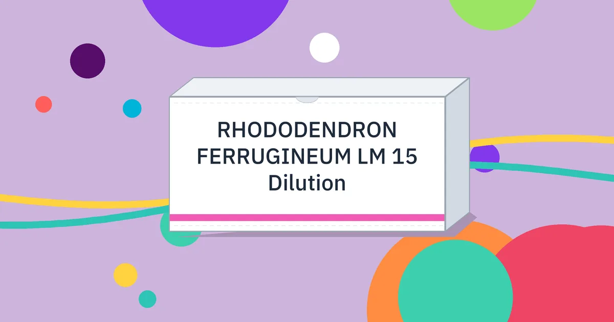 Symbolbild: Packung mit der Aufschrift RHODODENDRON FERRUGINEUM LM 15 Dilution (PZN 13051364) – Verfügbarkeit und Bezug in Apotheken in Frankfurt am Main
