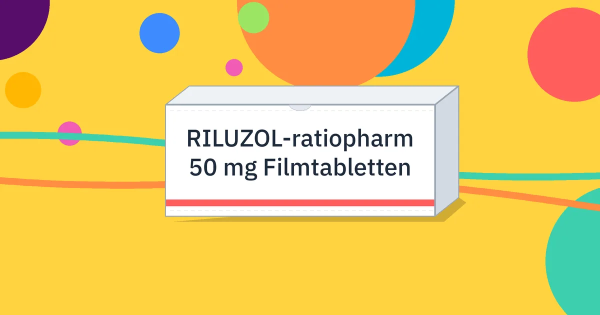 Symbolbild: Packung mit der Aufschrift RILUZOL-ratiopharm 50 mg Filmtabletten (PZN 09281710) – Verfügbarkeit und Bezug in Apotheken in Frankfurt am Main