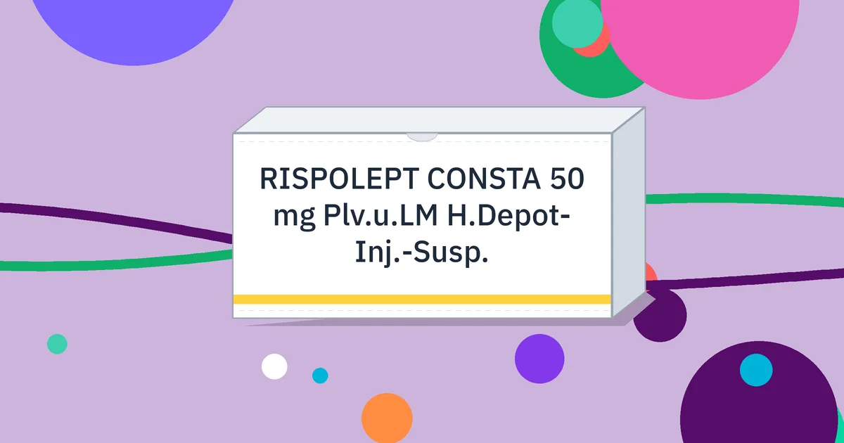 Symbolbild: Packung mit der Aufschrift RISPOLEPT CONSTA 50 mg Plv.u.LM H.Depot-Inj.-Susp. (PZN 11361184) – Verfügbarkeit und Bezug in Apotheken in Frankfurt am Main