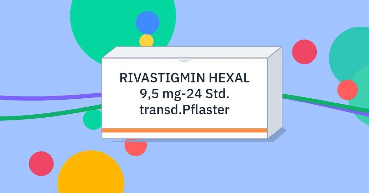 Symbolbild: Packung mit der Aufschrift RIVASTIGMIN HEXAL 9,5 mg-24 Std. transd.Pflaster (PZN 04709913) – Verfügbarkeit und Bezug in Apotheken in Frankfurt am Main